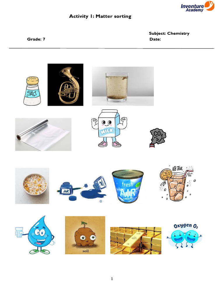 Activity 1 - Matter Sorting Activity | PDF