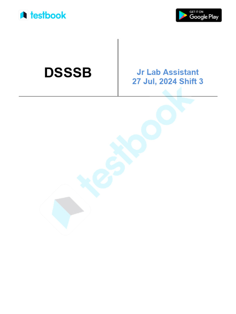 DSSSB Jr Lab Assistant Exam Questions | PDF