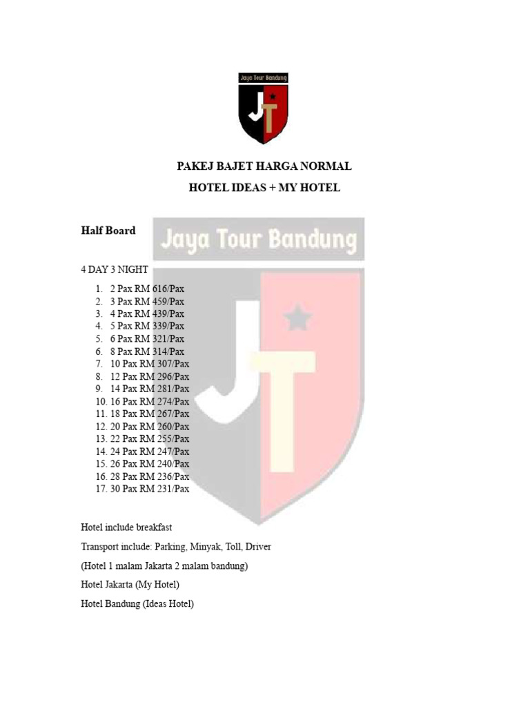 Pakej Bajet Harga Normal Hotel Ideas + My Hotel | PDF