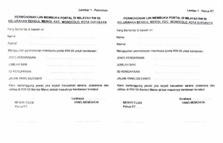 Form Ijin Masuk Portal | PDF