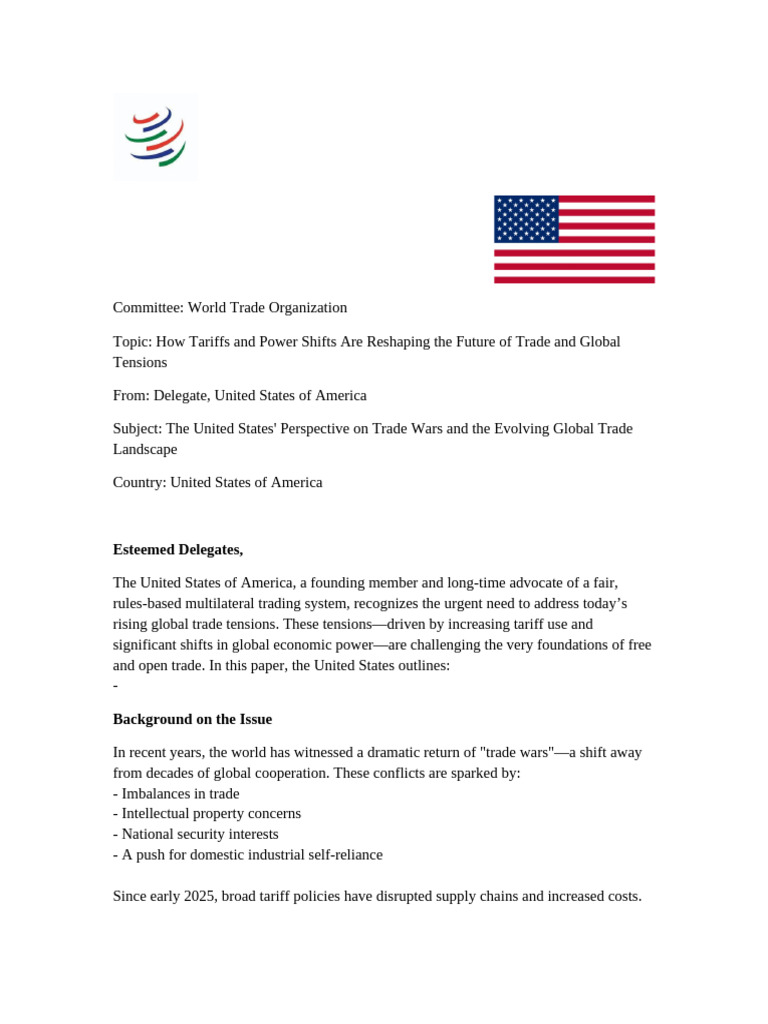 Actual Mun Position Paper 2 | PDF | World Trade Organization | Tariff
