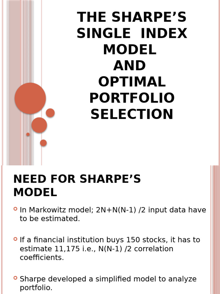 Sharpe's Single Index Model Explained | PDF | Beta (Finance) | Standard ...