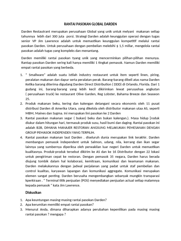 Kasus Rantai Pasokan Global Darden | PDF