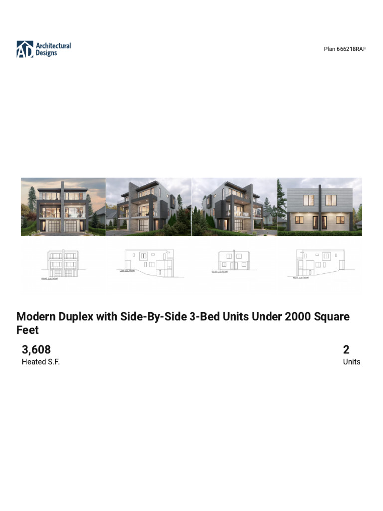 Modern Duplex With Side-By-Side 3-Bed Units Under 2000 Square Feet ...