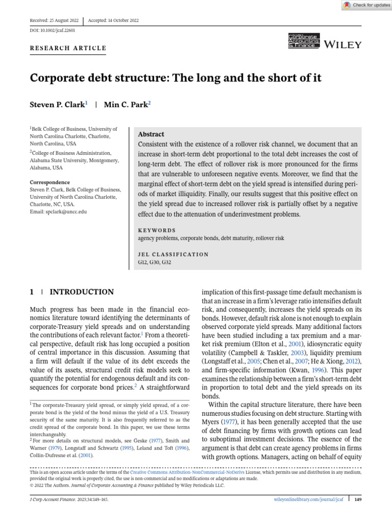 Impact of Short-Term Debt on Yield Spreads | PDF | Bonds (Finance) | Debt