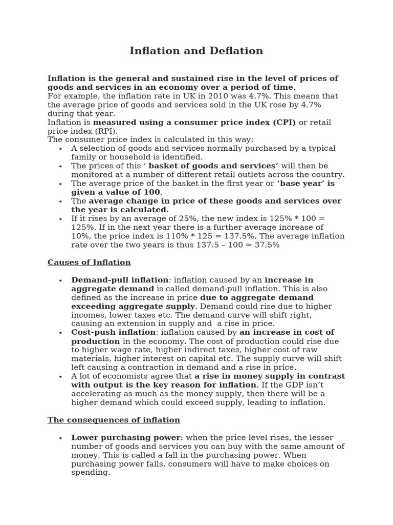 Understanding Inflation and Deflation | PDF | Cost Of Living | Inflation