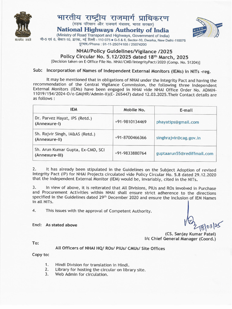 Policy Circular No. 5.12 | PDF