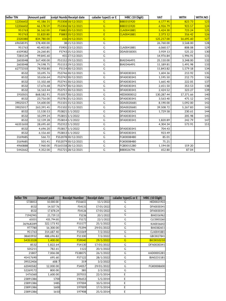Seller TIN Payment Records Summary | PDF | Receipt | Business Documents