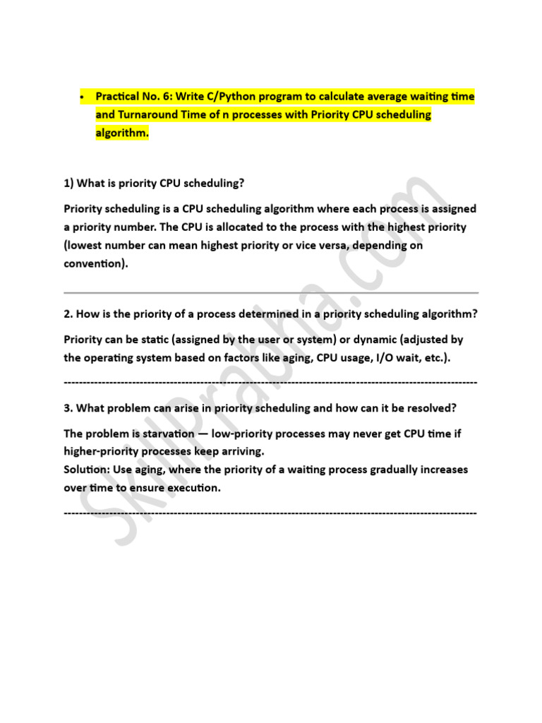 Priority Scheduling: Starvation & Solutions | PDF