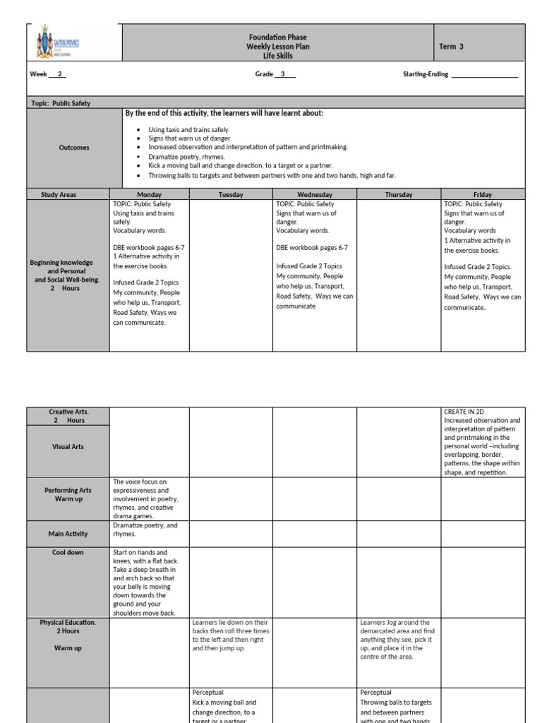 Grade 3 Life Skills Lesson Plan: Public Safety | PDF | Vocabulary ...