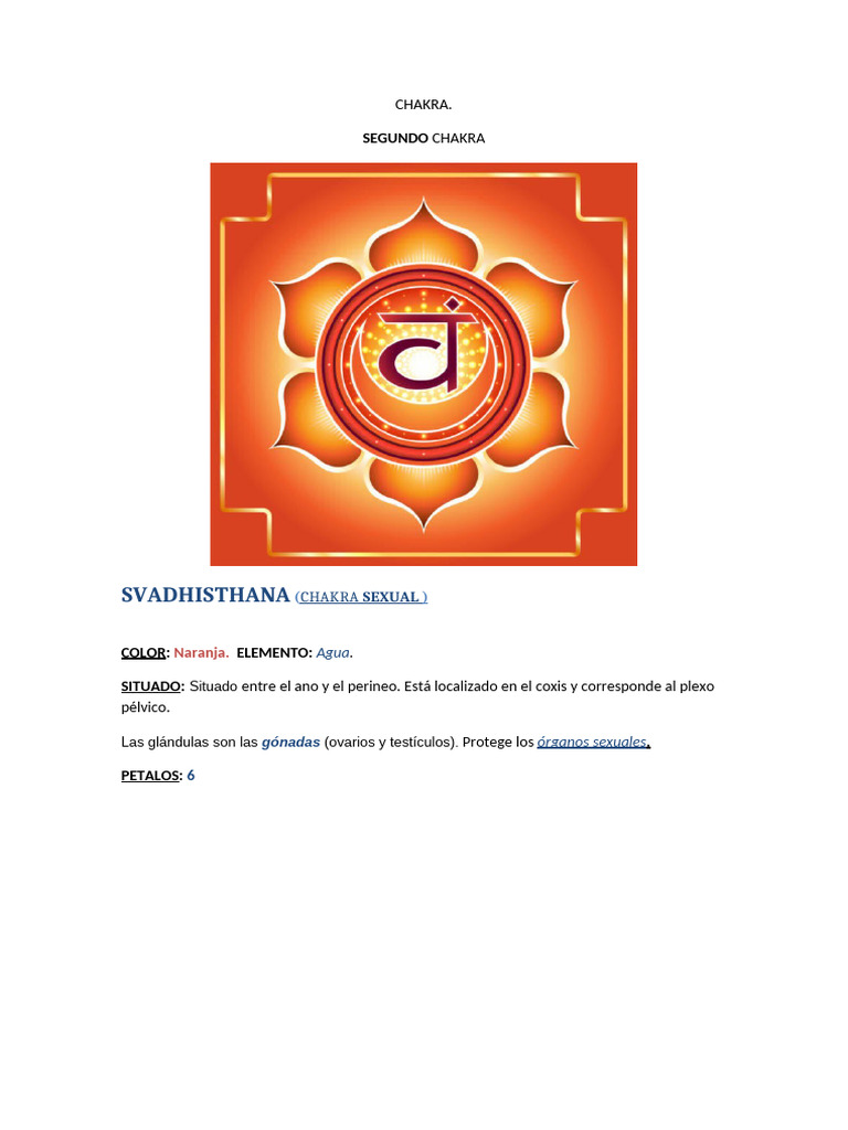 Segundo Chakra: Svadhisthana y su Significado | PDF