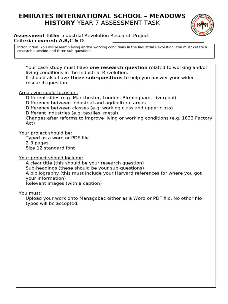 Industrial Revolution Case Study Assessment | PDF