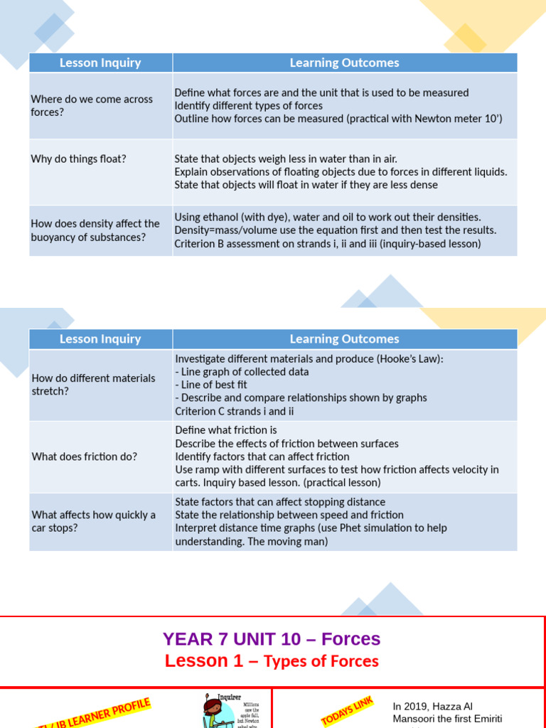 Forces and Density in Science Lessons | PDF | Force | Friction