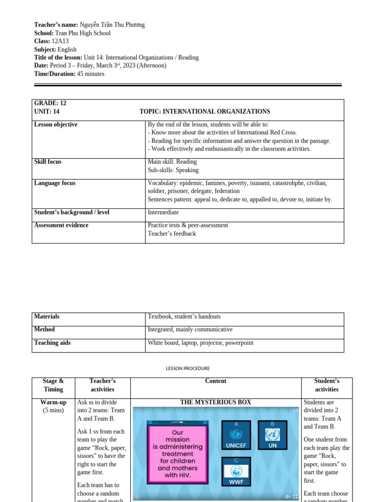 Unit 14 International Organizations (Reading) | PDF | International Red ...