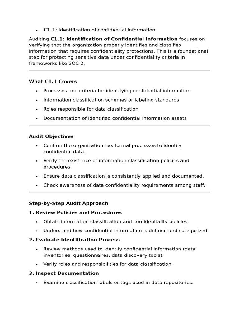 Confidential Information Audit Guide | PDF | Audit | Information