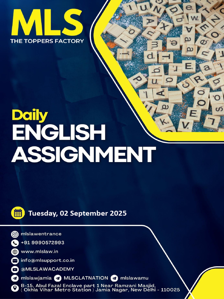 02 Sep 25 - MLS Daily English Assignment 4opt E | PDF
