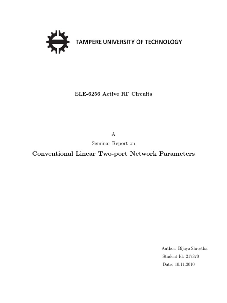 Conventional Linear Two Port Network Parameters | PDF | Electrical ...