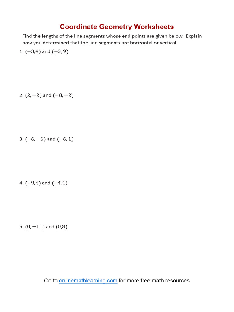 Horizontal Vertical Distance Coordinate Plane Worksheet | PDF