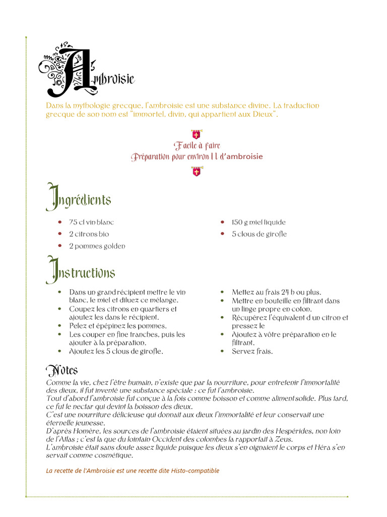 Recette d'Ambroisie Divine | PDF