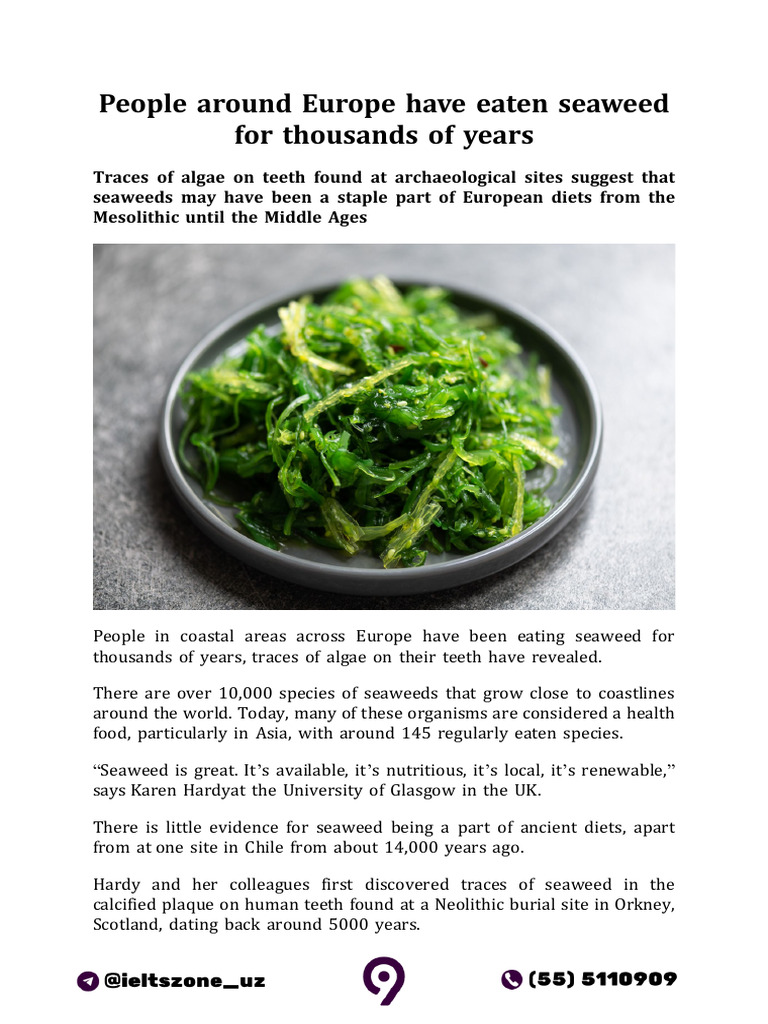 Ancient European Seaweed Diet Evidence | PDF | Seaweed | Europe
