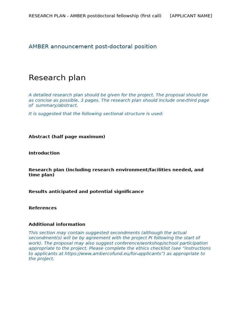 AMBER+Application+Research+Plan+Template + (6) Rtf+2025 | PDF