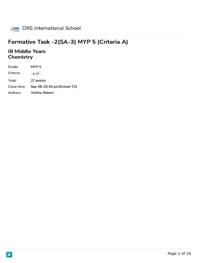 MYP 5 Chemistry Formative Task 2 | PDF | Sodium Bicarbonate | Chemical ...