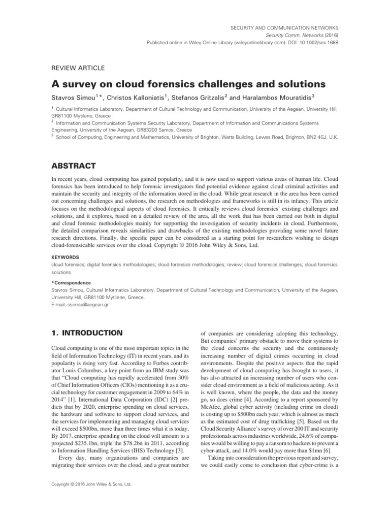 04 A Survey On Cloud Forensics Challenges A | PDF | Cloud Computing ...
