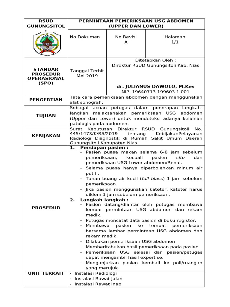 12 Fix.spo Persiapan Pemeriksaan USG Abdomen Di Instalasi Radiologi | PDF