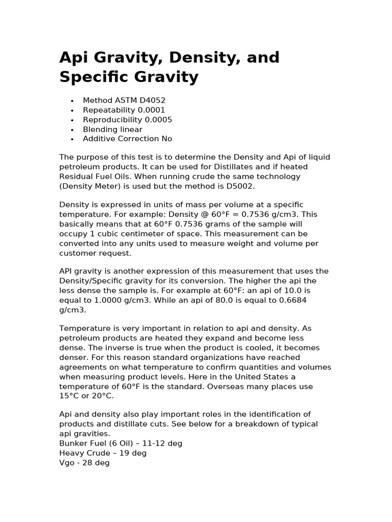 Understanding API Density Measurements | PDF