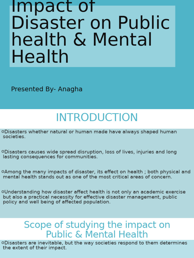 Impact of Disaster On Public Health & Mental | PDF | Psychological ...