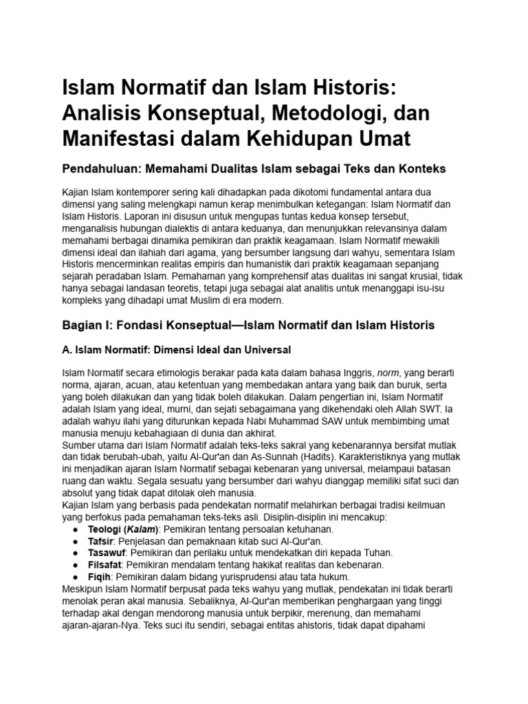 Islam Normatif Dan Historis | PDF