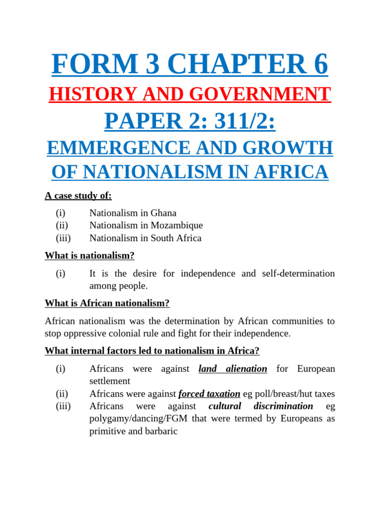 Emergence and Growth of Nationalism in Africa | PDF | Apartheid ...