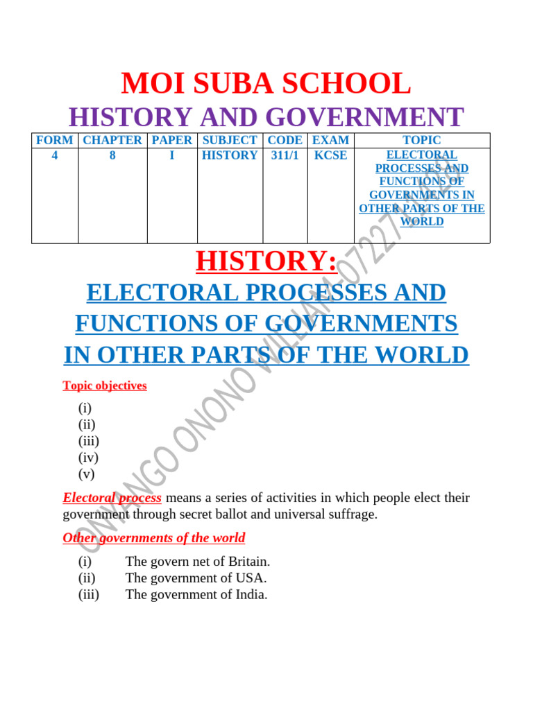 Electoral Processes in Global Governments | PDF | House Of Commons Of ...