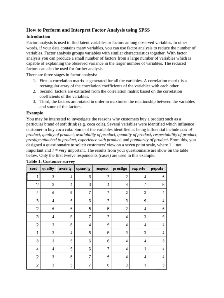 How To Perform and Interpret Factor Analysis Using SPSS | PDF | Factor ...