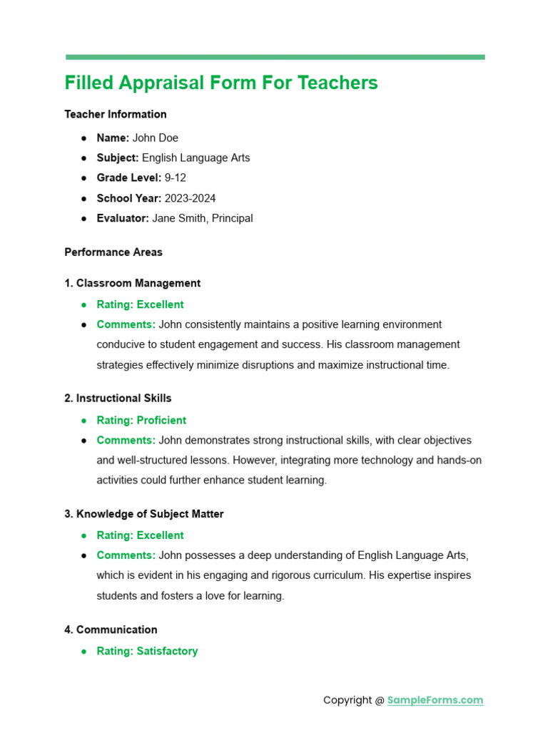 Filled Appraisal Form For Teachers | PDF | Teachers | Classroom Management