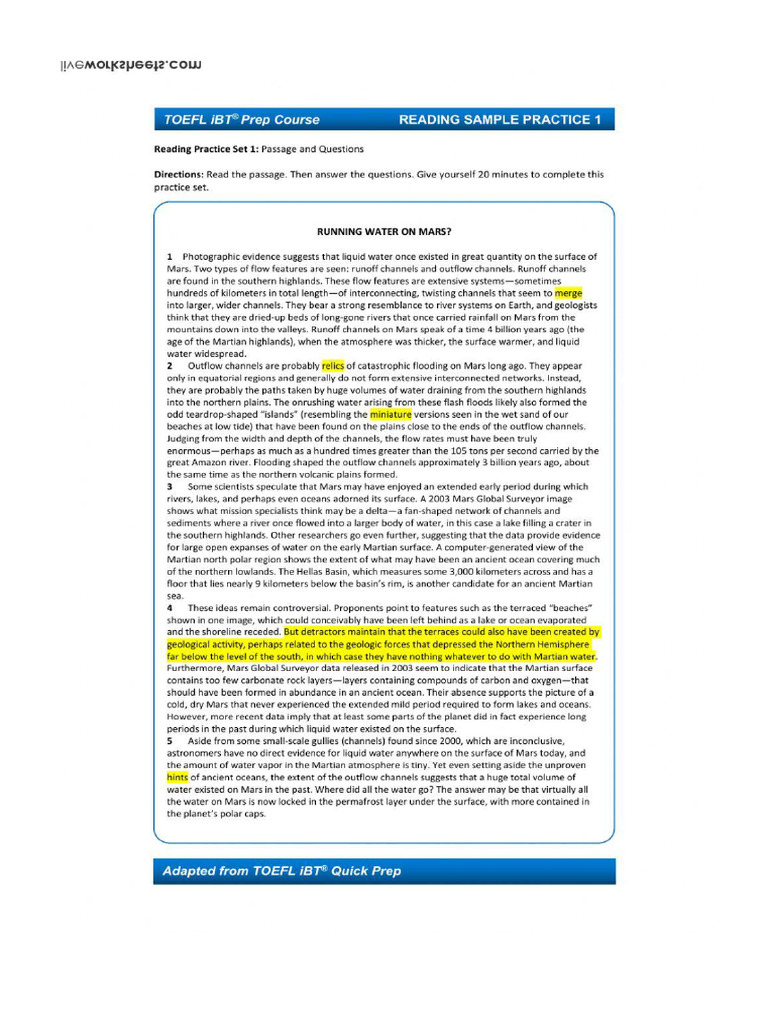 Reading TOEFL Ibt | PDF