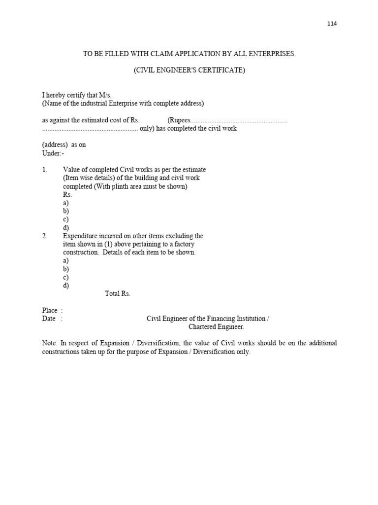 Civil Engineer's Certificate Template | PDF