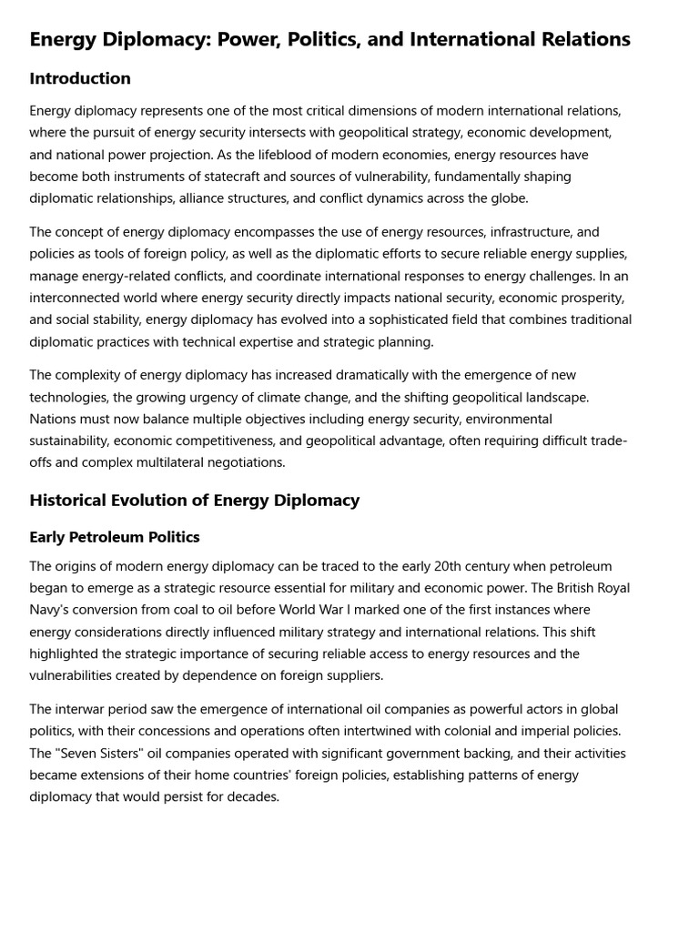 Energy Diplomacy - Power, Politics, and International Relations | PDF ...