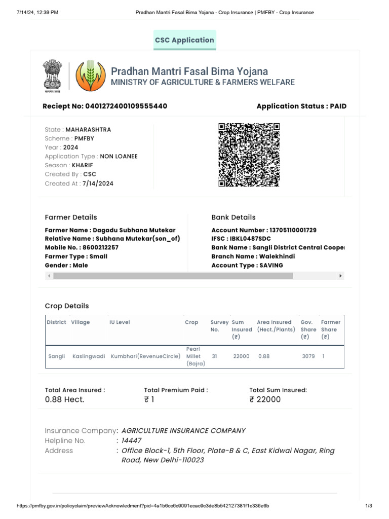 Pradhan Mantri Fasal Bima Yojana - Crop Insurance - PMFBY - Crop ...