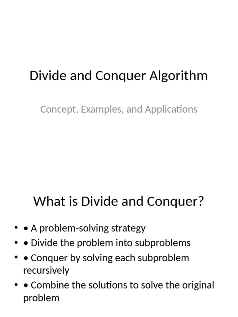Divide and Conquer Algorithm | PDF
