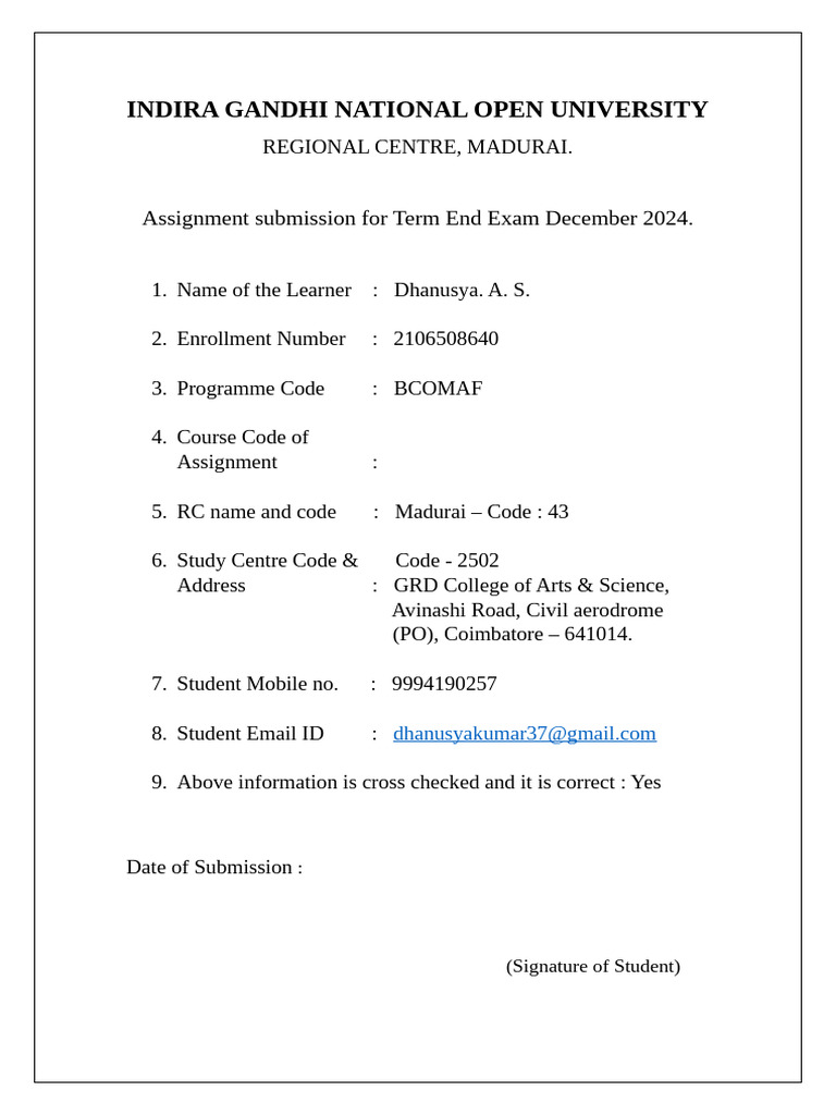 Indira Gandhi National Open University | PDF