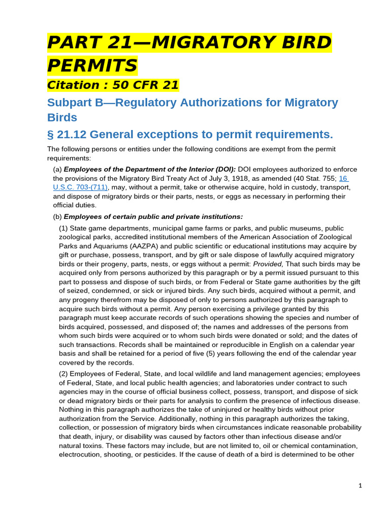 Migratory Bird Permit Exceptions Guide | PDF | Birds | Eagle