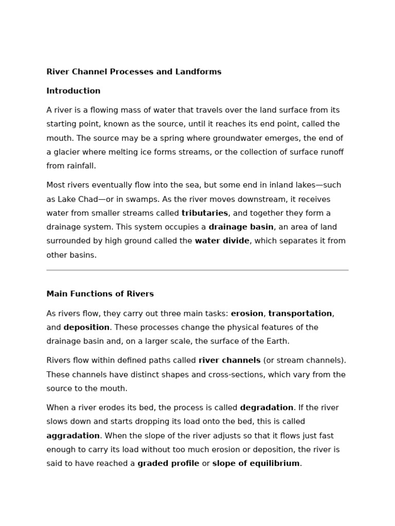 Understanding River Meanders and Landforms | PDF | River | Valley