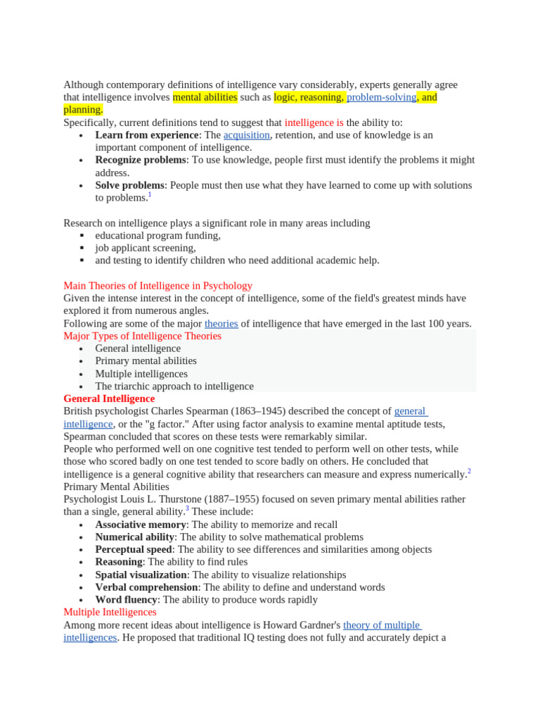 Theories of Intelligence | PDF | Intelligence | Intelligence Quotient