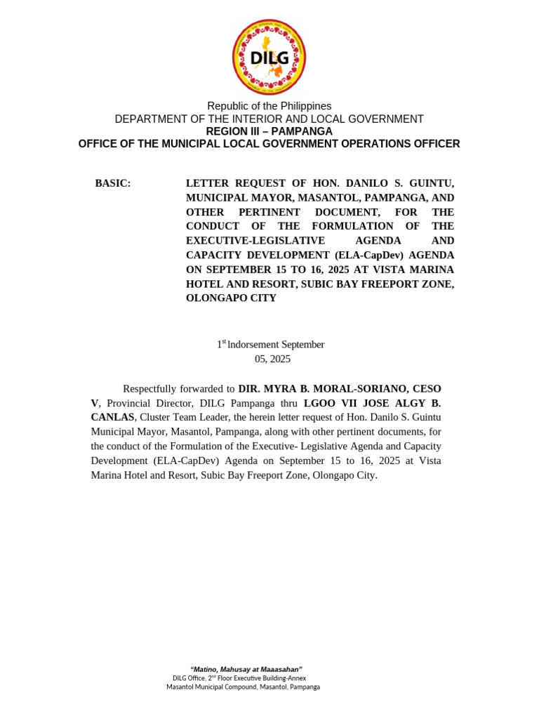 Letter To MSWDO - Assist Forms Inputs CDWs | PDF