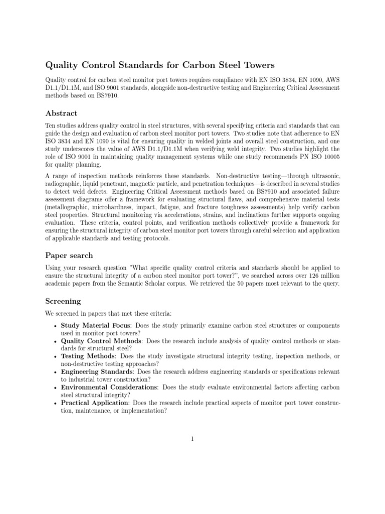 Quality Control for Carbon Steel Towers | PDF | Nondestructive Testing ...