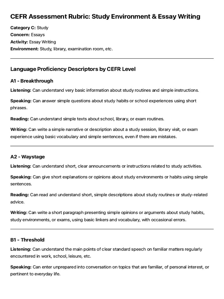 LESSON 8-STUDY-All CEFR Level Descriptors) | PDF | Vocabulary | Essays