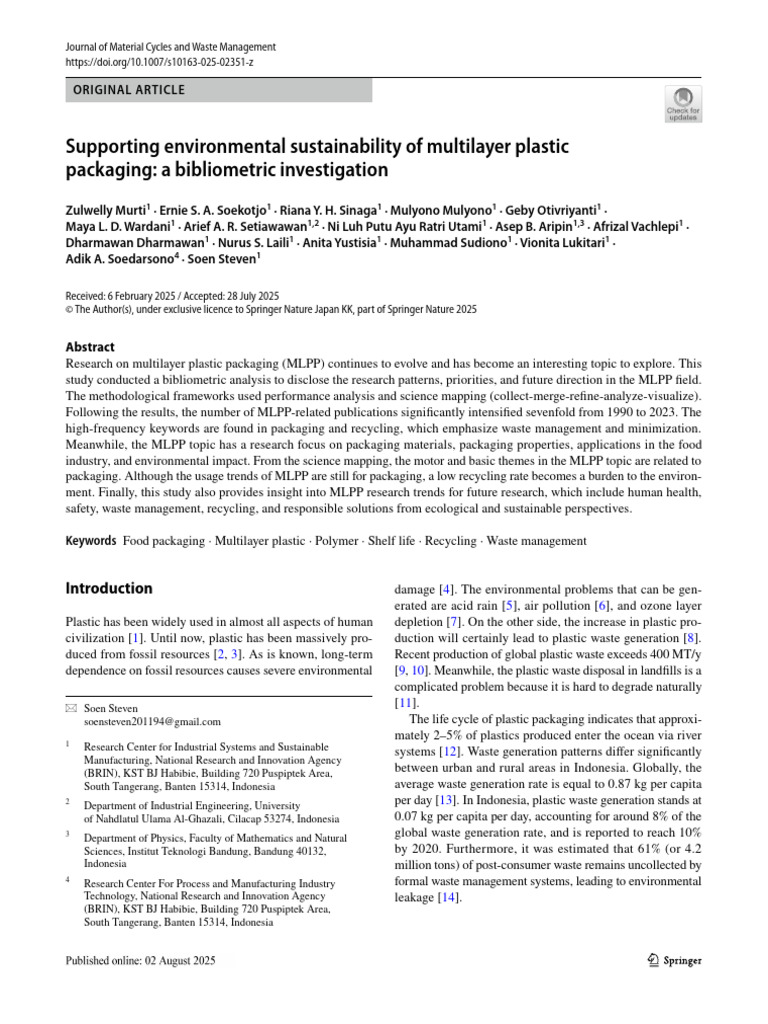 Supporting Environmental Sustainability of Multilayer Plastic Packaging ...