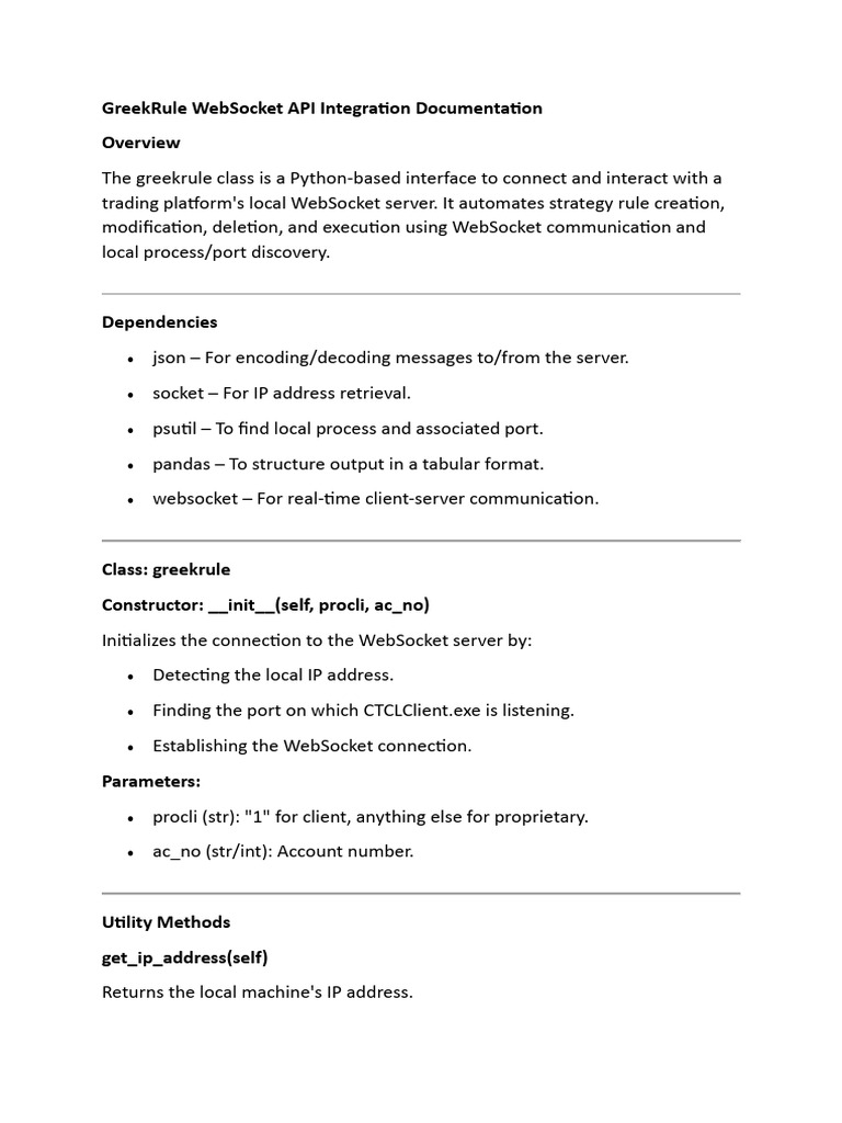 GreekRule WebSocket API Guide | PDF | Software Engineering | Computing