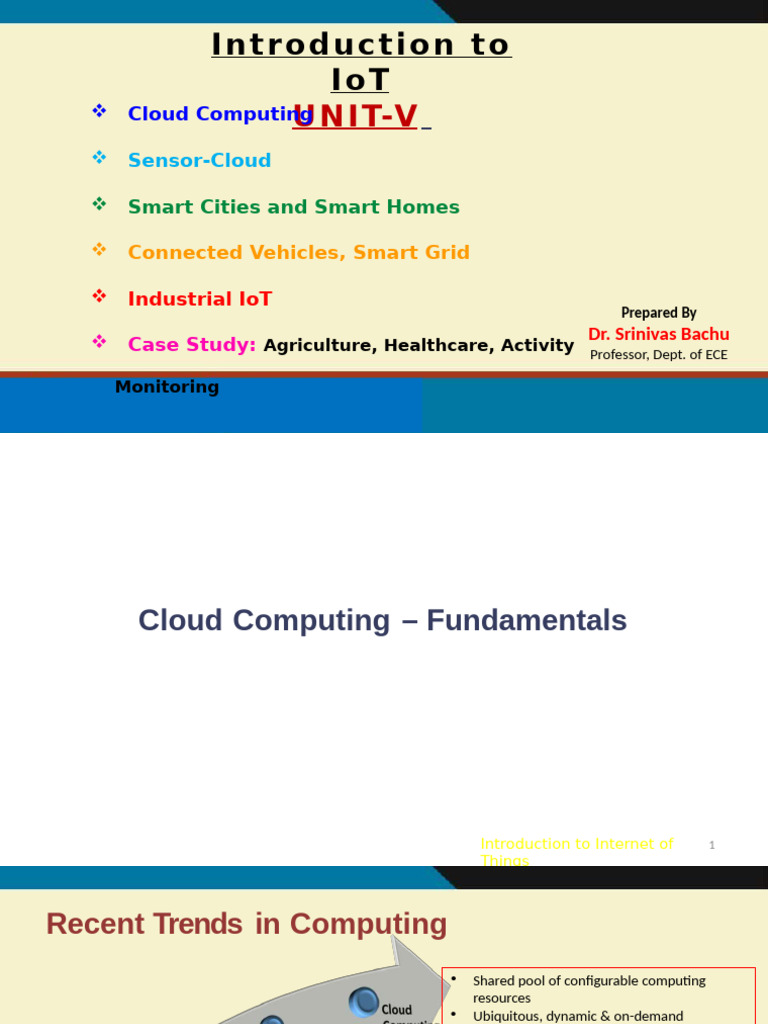 05 - P1 - Introduction IoT - Unit V - Part - 1 - PPT | PDF | Cloud Computing | Software As A Service